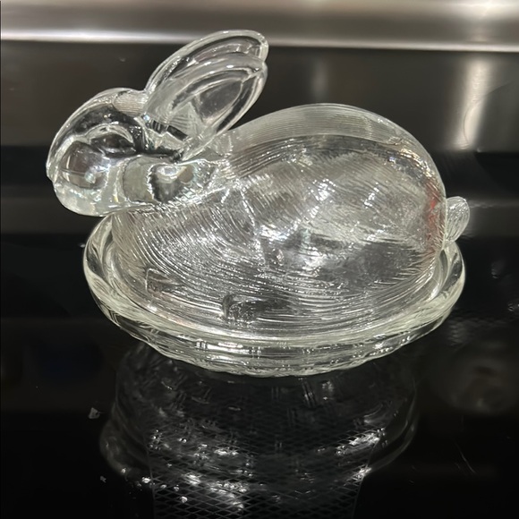 L.E. Smith | Accents | Vintage Clear Glass Easter Bunny Rabbit On ...